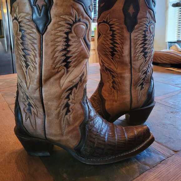 Corral | Shoes | Corral A482 Womens Tan Embroidery Brown Caiman Vamp ...
